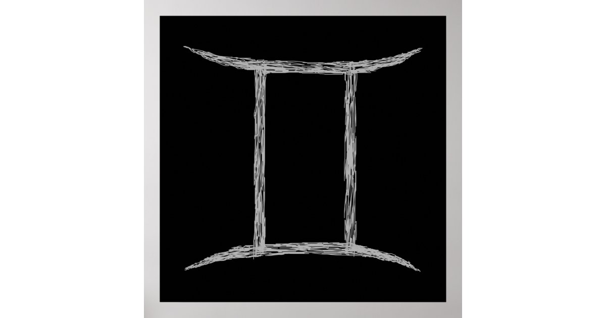 Gemini. Zodiac Astrology Sign. Black. Poster | Zazzle