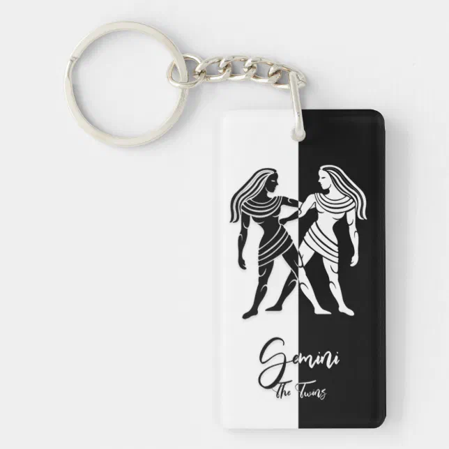 Gemini Zodiac Sign, Black & White Keychain | Zazzle