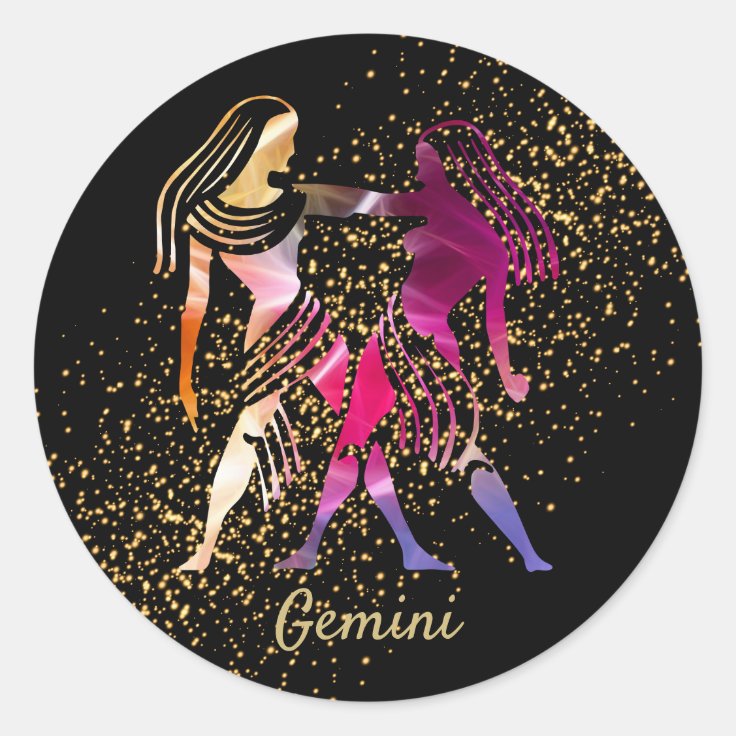 Gemini - Zodiac Sign Classic Round Sticker | Zazzle