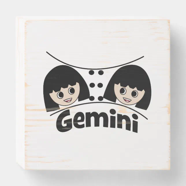 Gemini Zodiac Sign Twins Girls Wood Box Sign | Zazzle