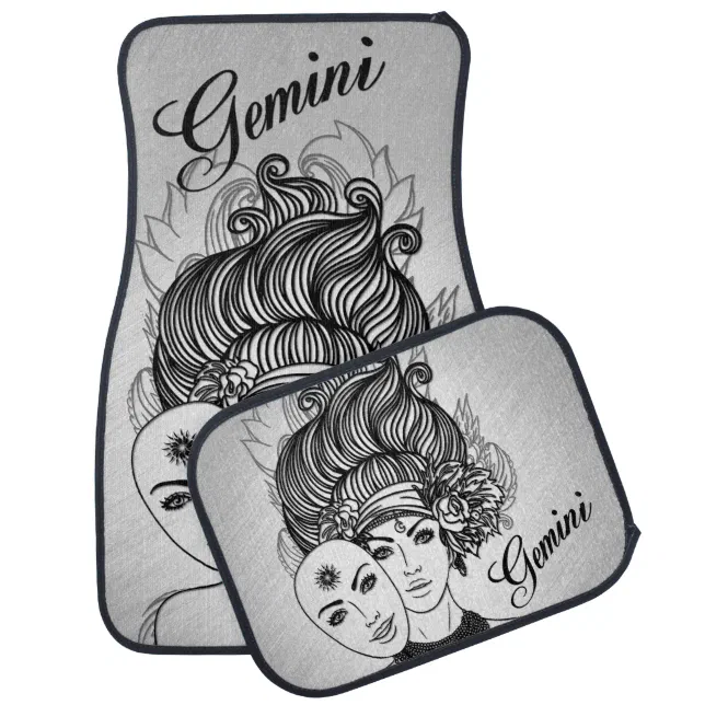 Gemini Zodiac Symbol and Sign Silver Car Floor Mat | Zazzle
