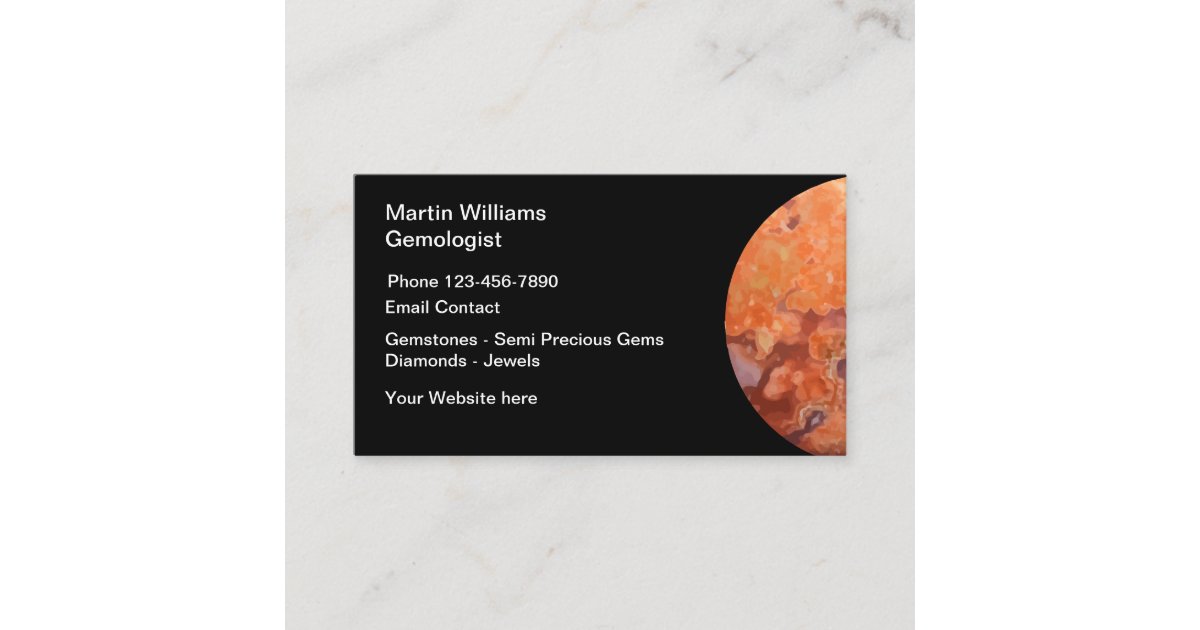 Gemologist Modern Passion Agate Business Card | Zazzle