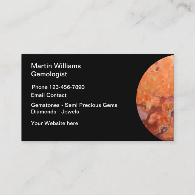 Gemologist Modern Passion Agate Business Card | Zazzle