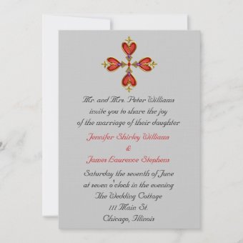 Gemstone Heart Cross Wedding Invitation | Zazzle