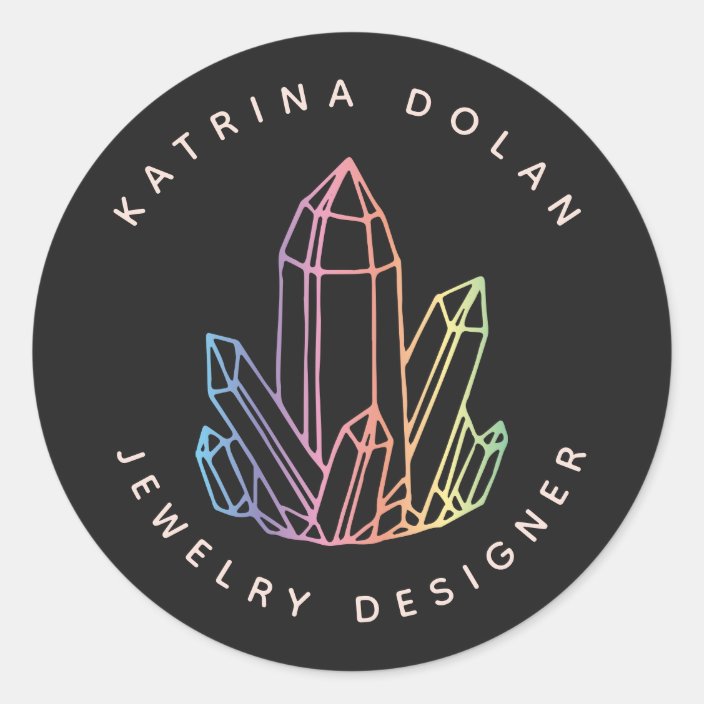 Gemstone Rainbow Quartz Crystal Business Logo Classic Round Sticker ...