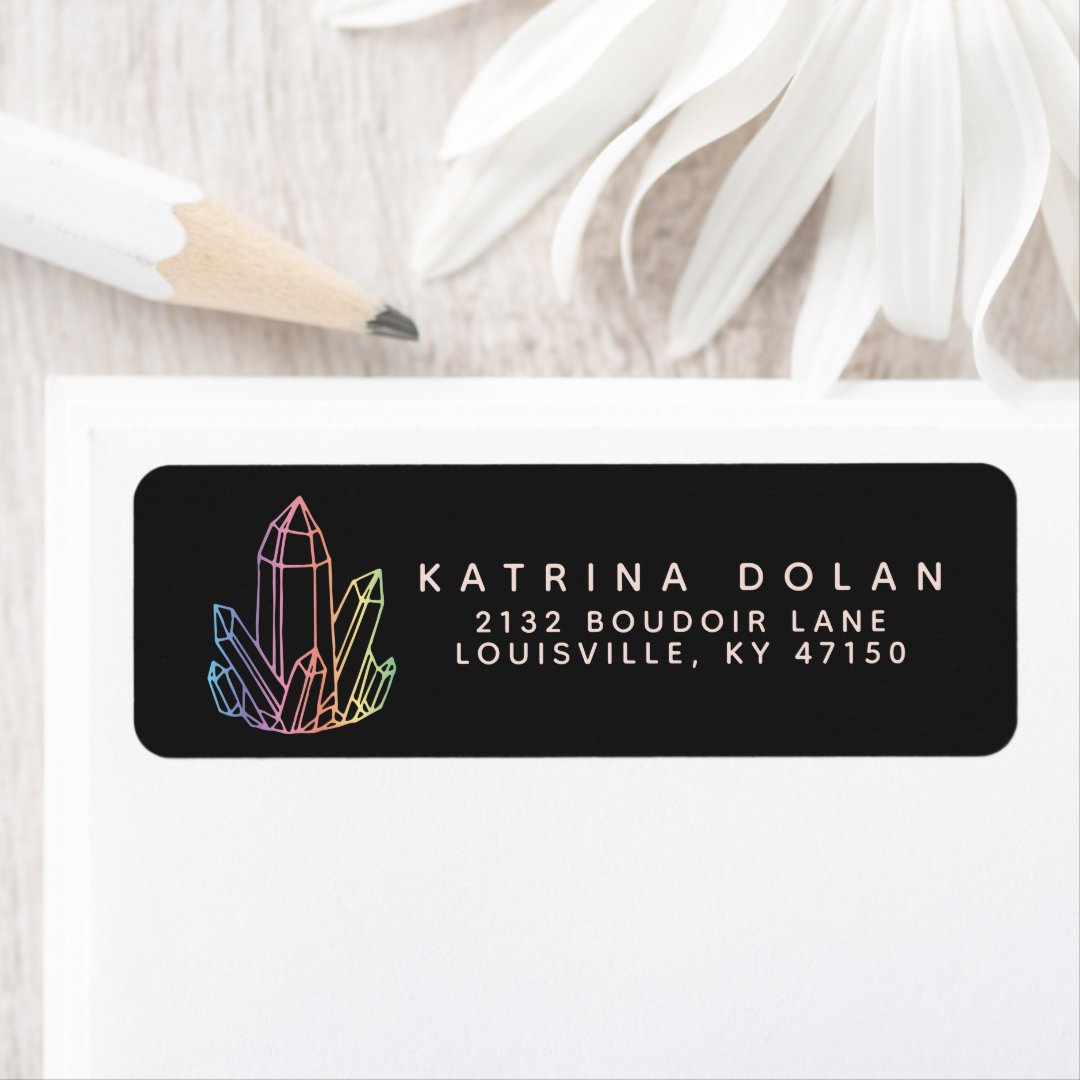 Gemstone Rainbow Quartz Crystal Return Address Label | Zazzle