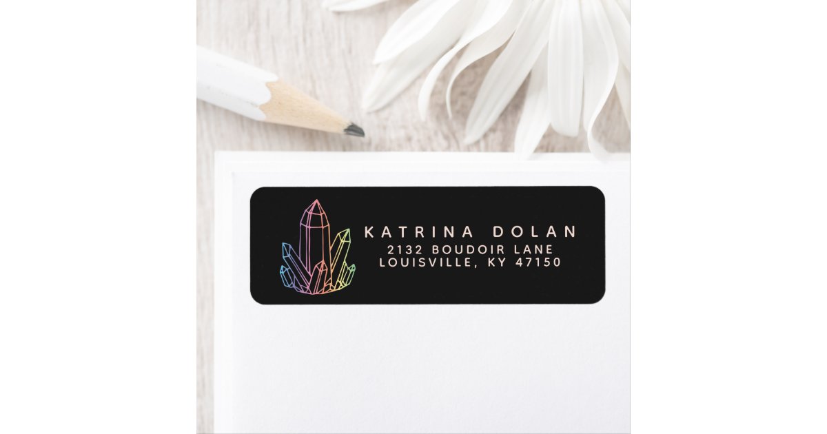 Gemstone Rainbow Quartz Crystal Return Address Label | Zazzle