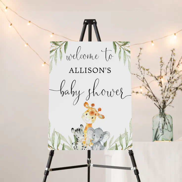 Gender neutral animals baby shower welcome sign | Zazzle