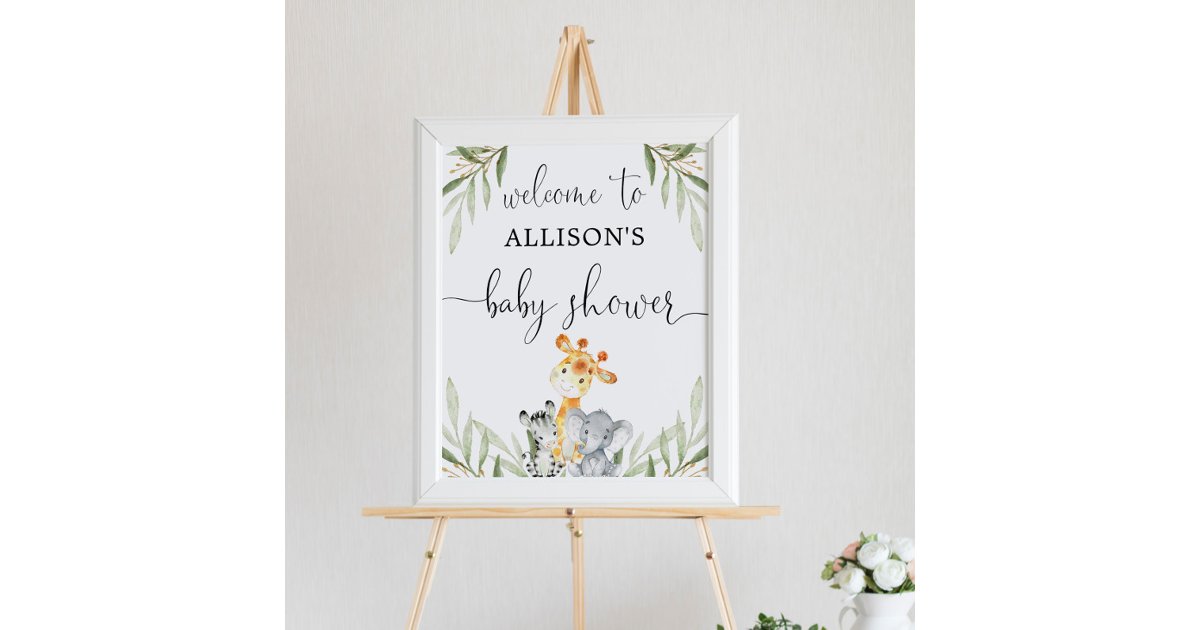 Gender neutral animals baby shower welcome sign | Zazzle