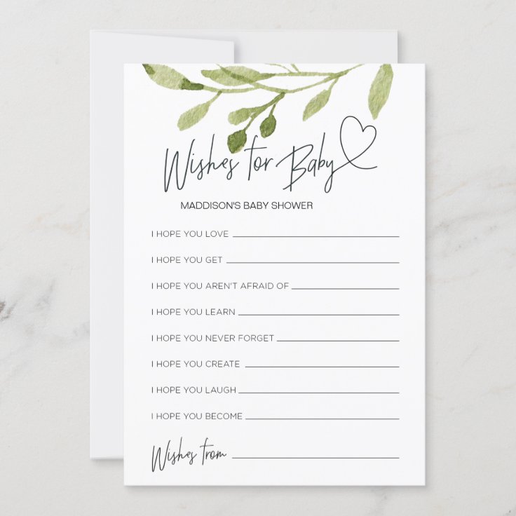 Gender Neutral Baby Shower Wishes For Baby Card | Zazzle