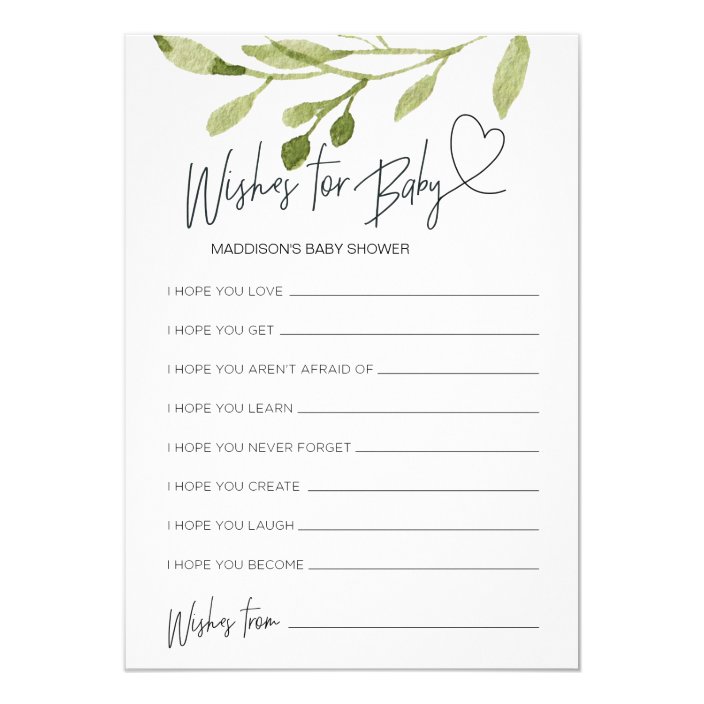 Gender Neutral Baby Shower Wishes For Baby Card | Zazzle.com