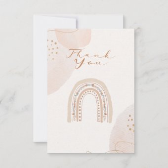 Gender Neutral Bohemian Rainbow Calligraphy Thank You Card | Zazzle