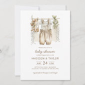 Gender Neutral Boho Baby Clothes Baby Shower Invitation | Zazzle