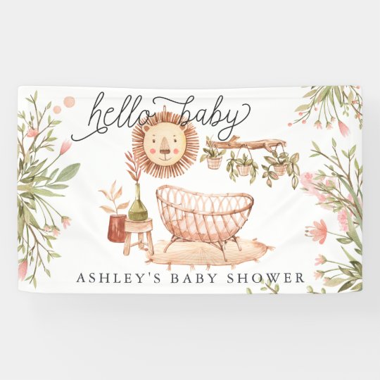 Gender Neutral | Boho Baby Shower Welcome Banner | Zazzle.com