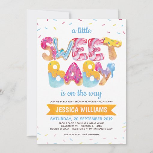 Gender Neutral Candyland Sprinkles Baby Shower Invitation | Zazzle