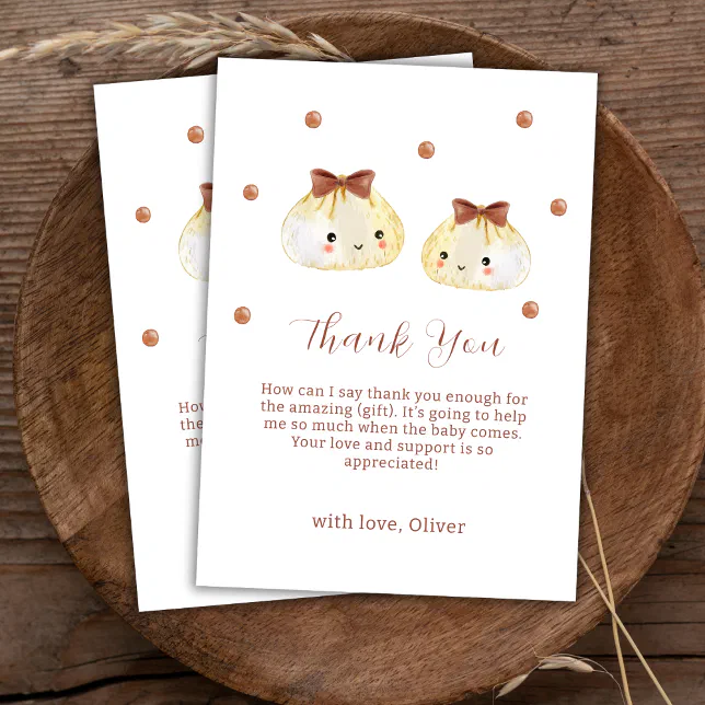 Gender Neutral Cute Dumpling Baby Shower Thank You Card | Zazzle
