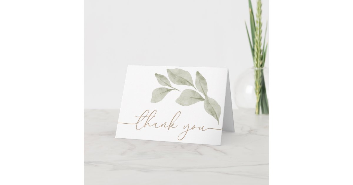 Gender Neutral Eucalyptus Leaf Baby Thank You Card | Zazzle