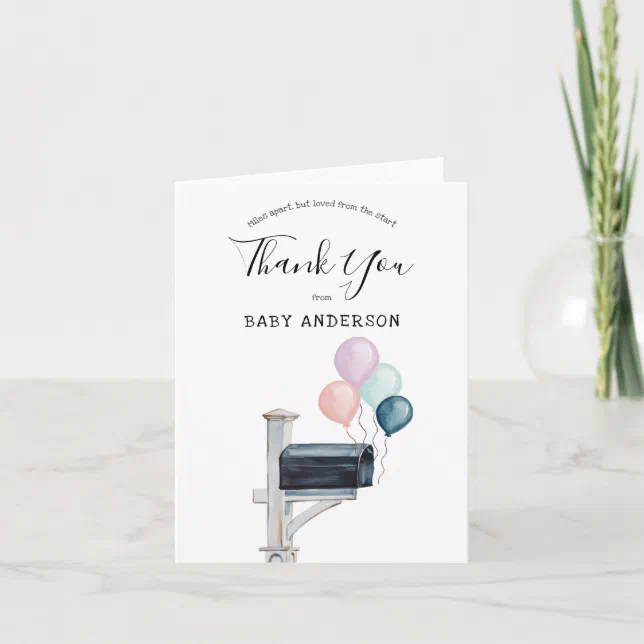Gender Neutral Long Distance Shower Thank You Card | Zazzle