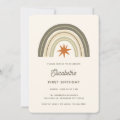 Gender Neutral Pastel Boho Rainbow First Birthday Invitation | Zazzle