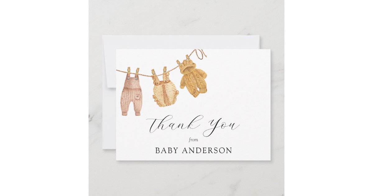 Gender Neutral Vintage Baby Shower Thank You Card | Zazzle