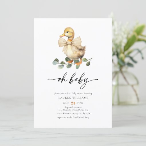Gender Neutral Watercolor Duck Baby Shower Invitation | Zazzle