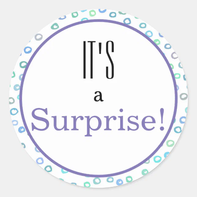 Gender ReveaI Baby Shower It's a Surprise! Classic Round Sticker | Zazzle
