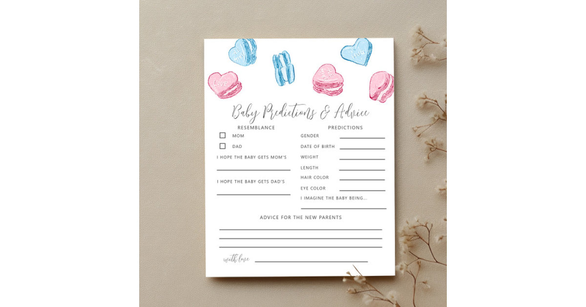 Gender Reveal Baby Predictions Game | Zazzle