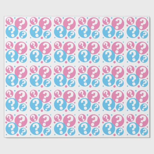 Gender reveal baby shower boy girl question mark wrapping paper | Zazzle