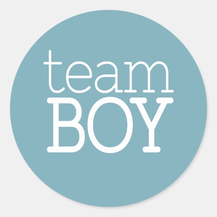 Gender Reveal Baby Shower - Team Blue Boy Classic Round Sticker | Zazzle