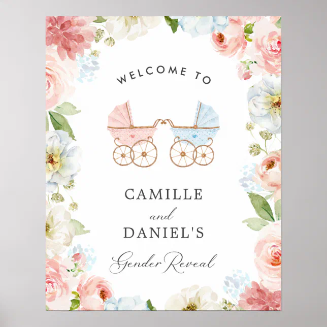 Gender Reveal Baby Shower Welcome Poster | Zazzle