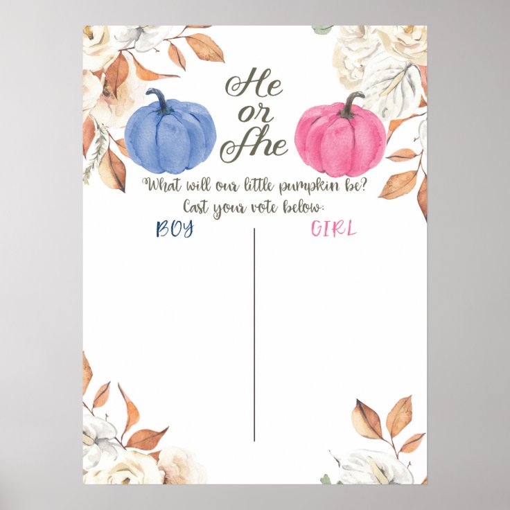Gender Reveal Blush Pink and Navy Voting Board Poster | Zazzle