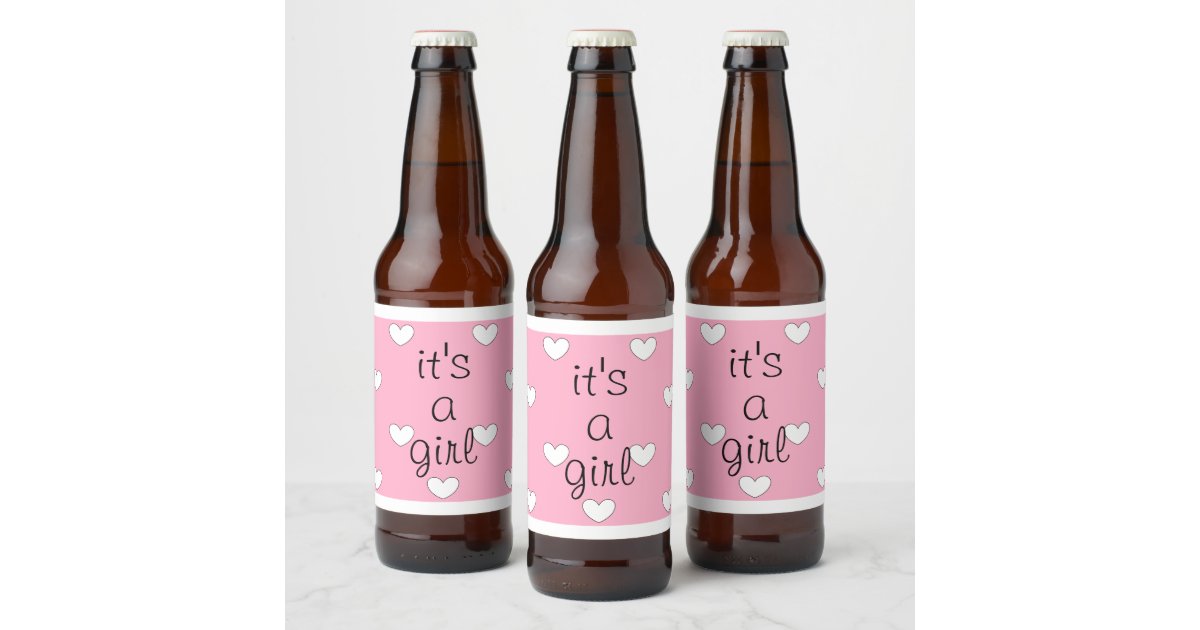 gender reveal (girl) beer labels | Zazzle