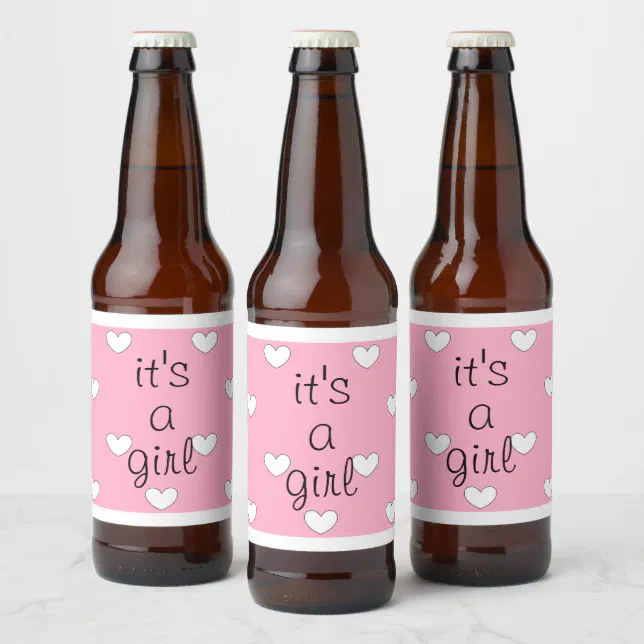 gender reveal (girl) beer labels | Zazzle