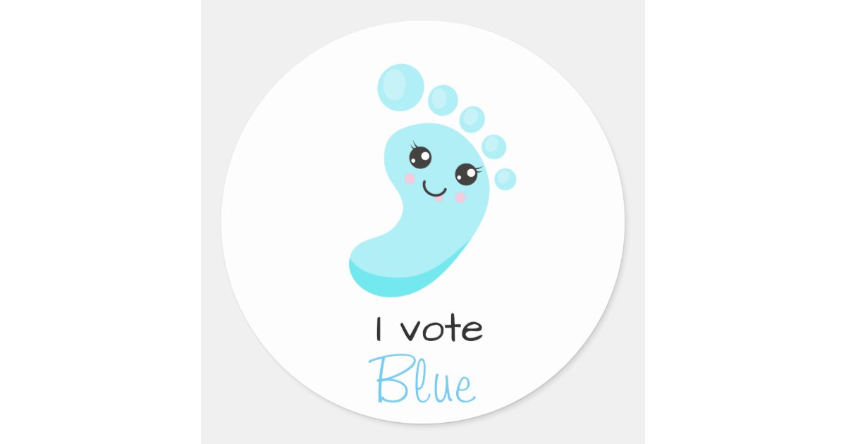 Gender Reveal I Vote Blue Boy Baby Shower Classic Round Sticker | Zazzle