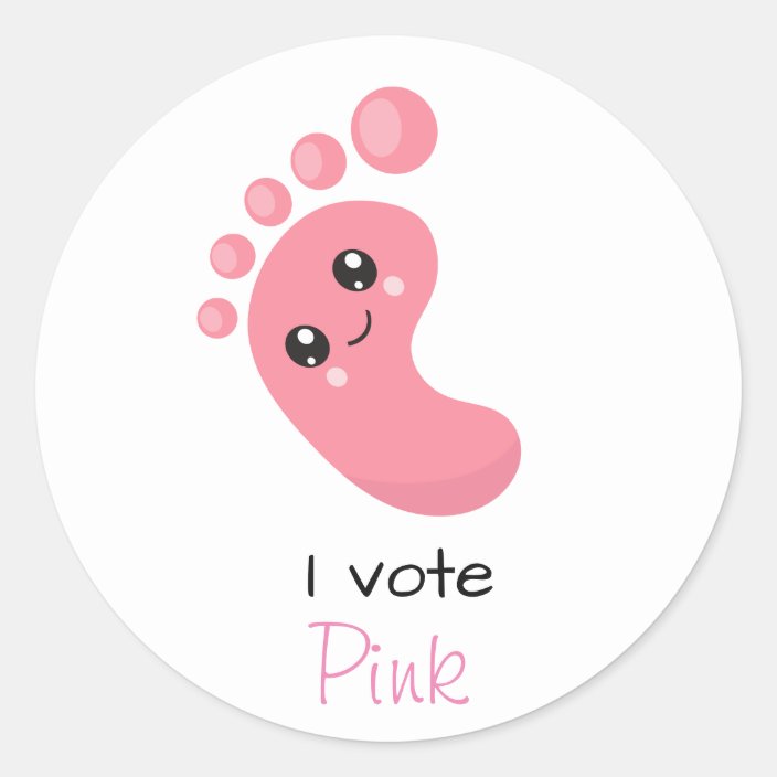 Gender Reveal I Vote Pink Baby Shower Classic Round Sticker | Zazzle.com
