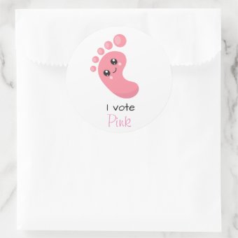 Gender Reveal I Vote Pink Baby Shower Classic Round Sticker | Zazzle