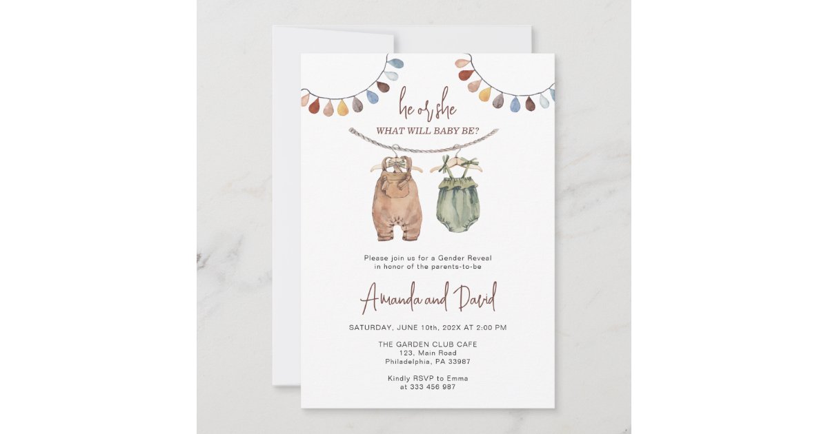 Gender Reveal Minimalist neutral Baby Save The Date | Zazzle
