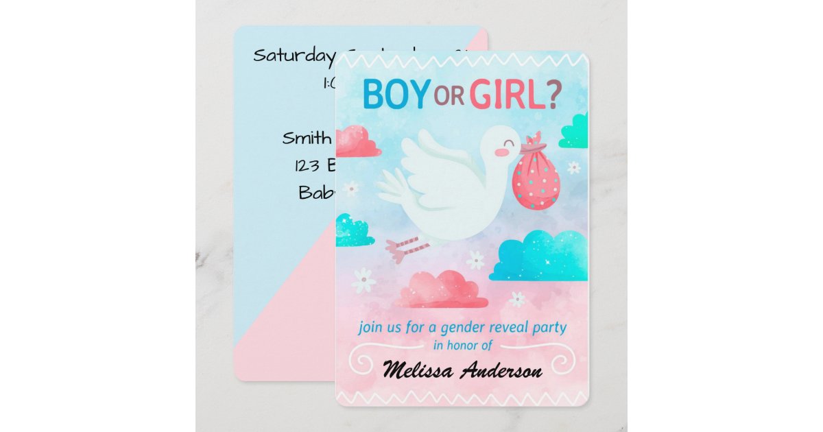 Gender Reveal Party Holiday Card | Zazzle