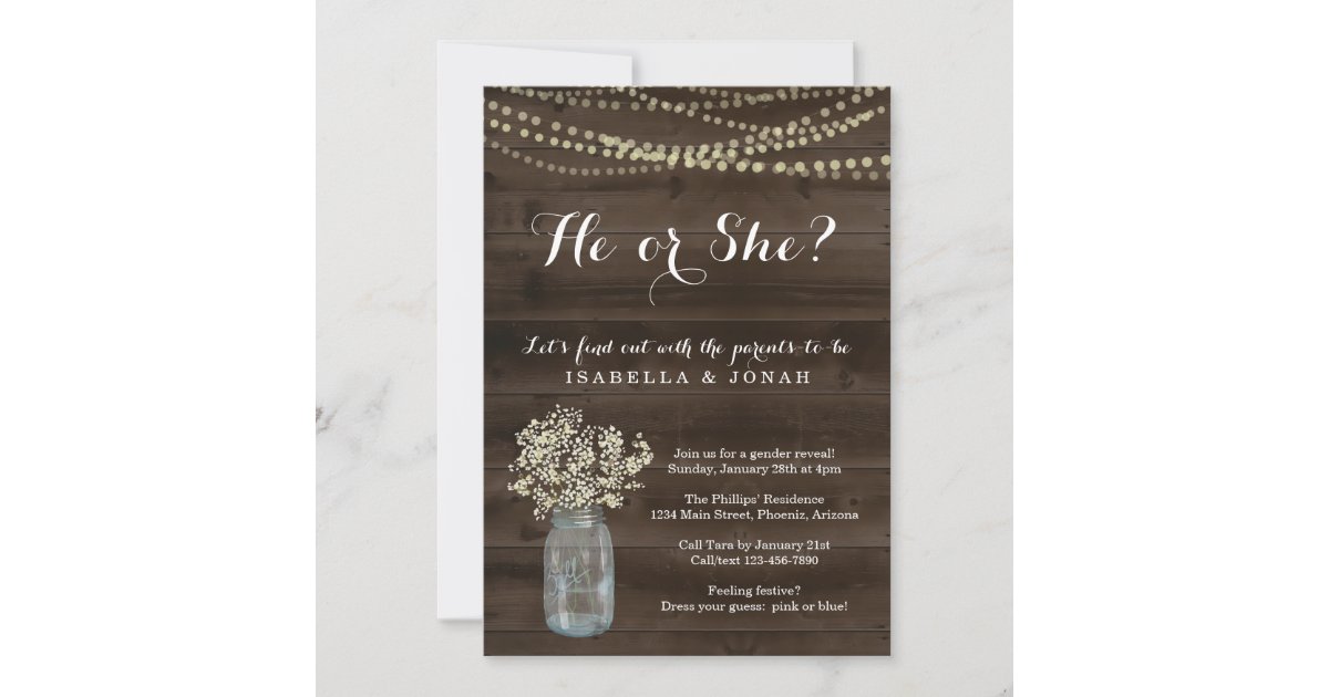 Gender Reveal Party Invitation - Rustic Wood | Zazzle