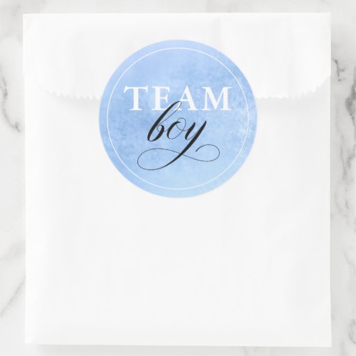 Gender Reveal Party Team Boy Classic Round Sticker | Zazzle