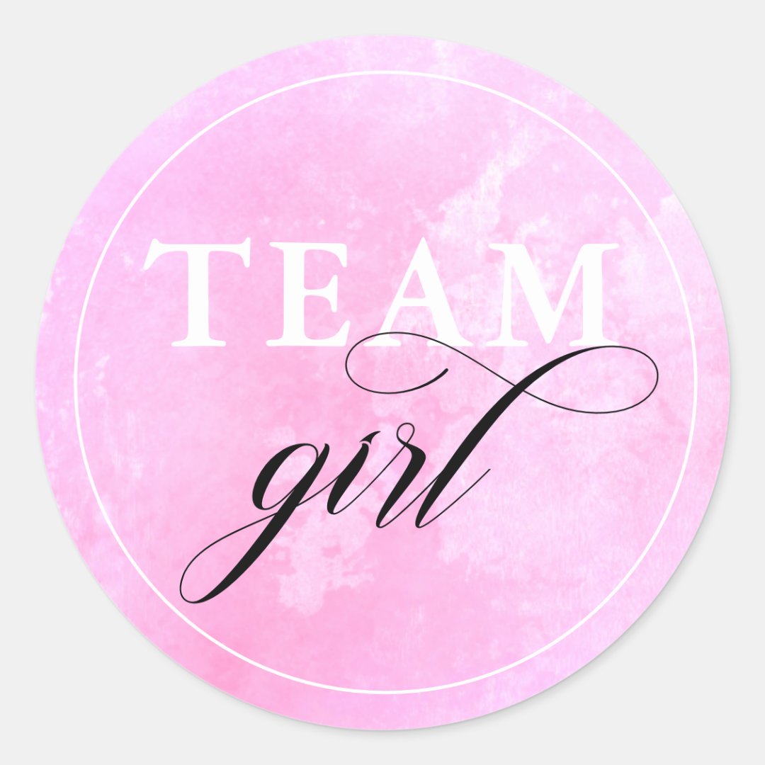 Gender Reveal Party Team Girl Classic Round Sticker | Zazzle