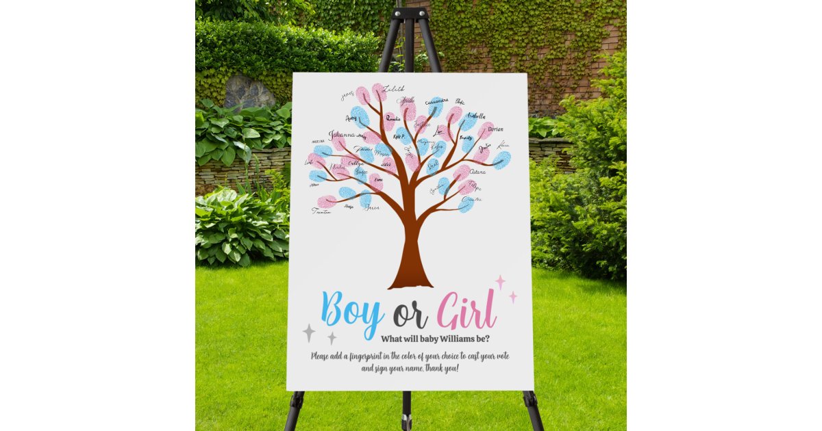Gender Reveal Party Tree Leaves Fingerprints Foam Board | Zazzle Gender Reveal Party Tree Leaves Fingerprints Foam Board | Zazzle