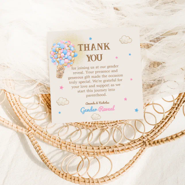 Gender Reveal Pink Blue Budget Thank You Card | Zazzle
