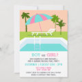 Gender Reveal Pool Party Tropical Swimming Pool Invitation | Zazzle