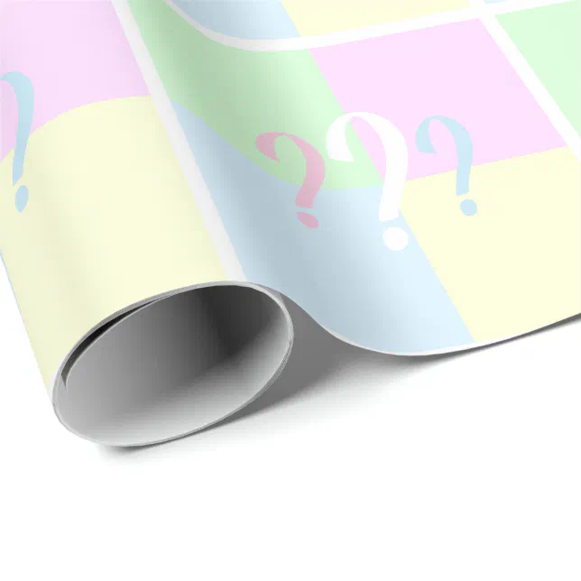 Gender reveal question mark wrapping paper | Zazzle