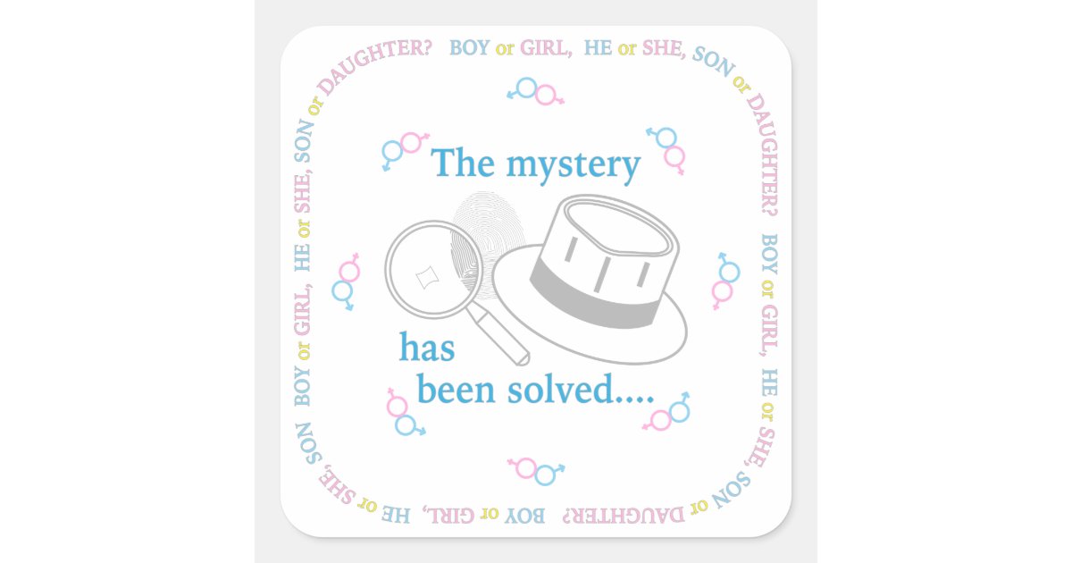Gender Reveal Square Sticker | Zazzle