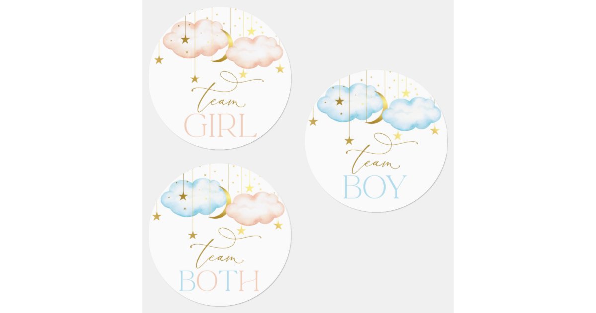 Gender Reveal Stickers, Team Boy, Team Girl Labels | Zazzle