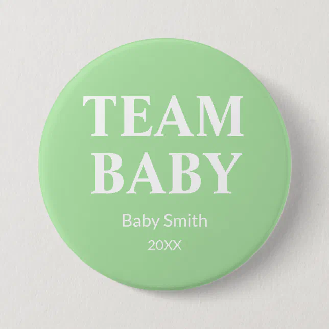 Gender reveal Team Baby green any theme Button | Zazzle