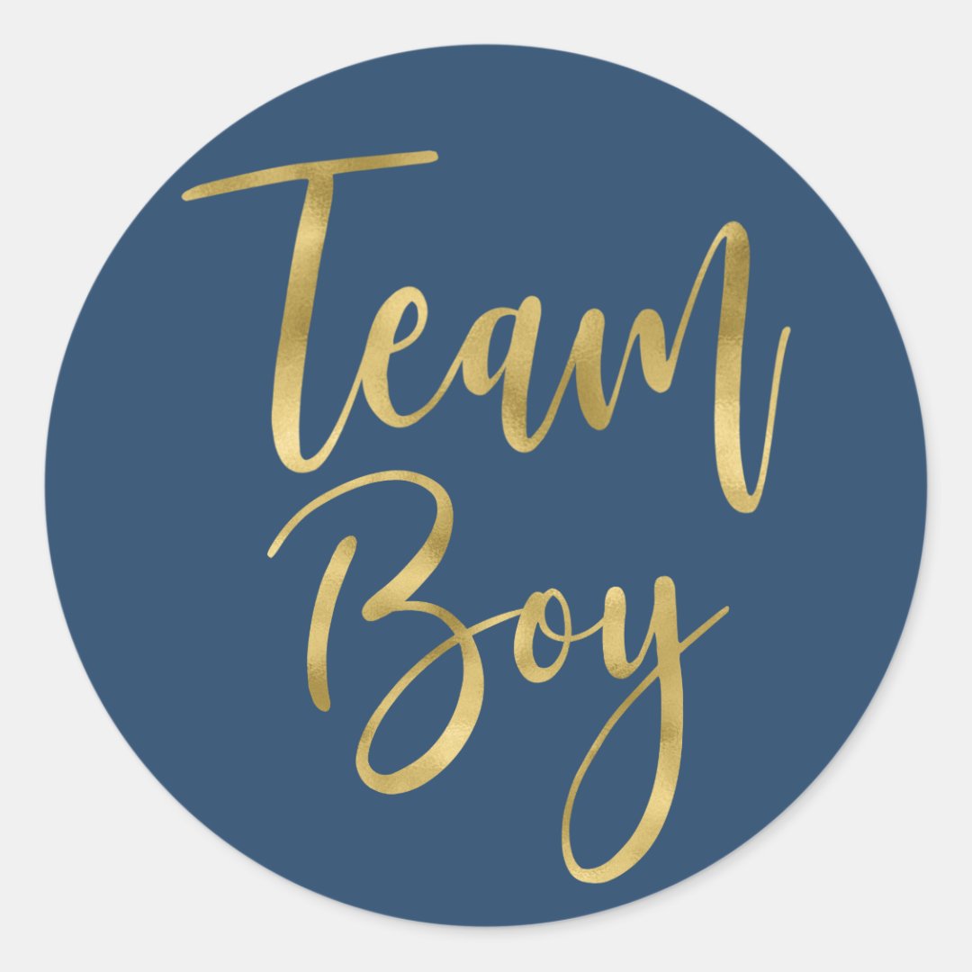 Gender reveal Team Boy Classic Round Sticker | Zazzle