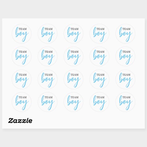 Gender Reveal Team Boy Round Sticker | Zazzle